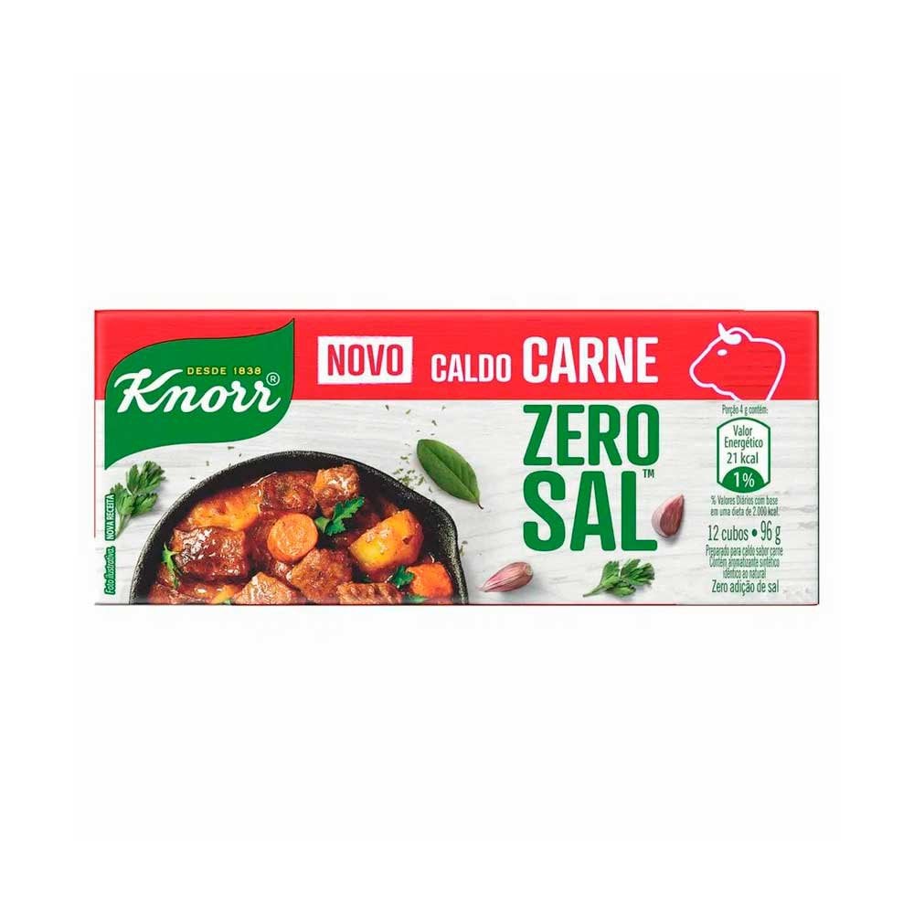 Caldo Knorr Carne Zero Sal 8g Com 12 Unidades | Supermercados Pague Menos