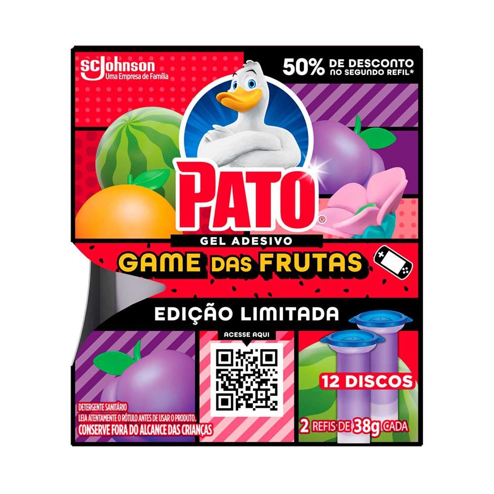 Gel Adesivo Sanitário Pato Game das Frutas 38g Com 2 Unidades ...