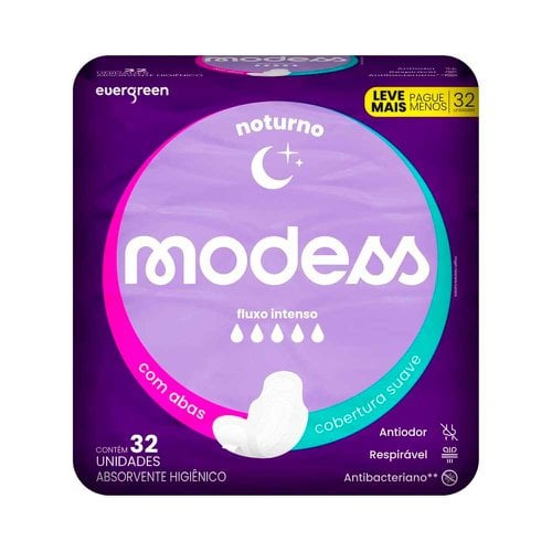 Absorvente Modess Noturno Com Abas Com 32 Unidades | Supermercados ...