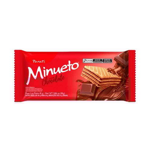 Biscoito Wafer Recheado Minueto Chocolate 81g | Supermercados Pague Menos