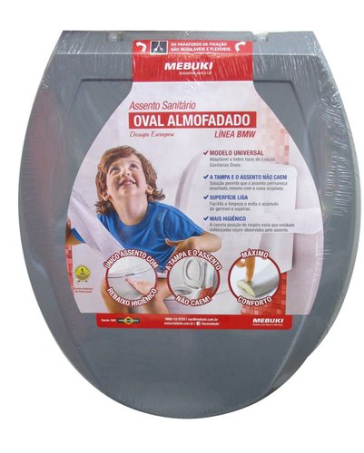 Assento Sanitário Mebuki Almof Cinza Esc | Trimais