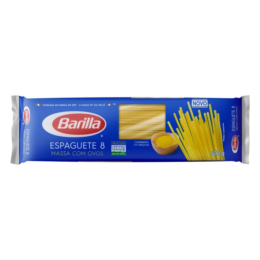 Macarrão com Ovos Espaguete 8 Barilla Pacote 500g | Trimais Macarrão com Ovos Espaguete 8 Barilla Pacote 500g | Trimais