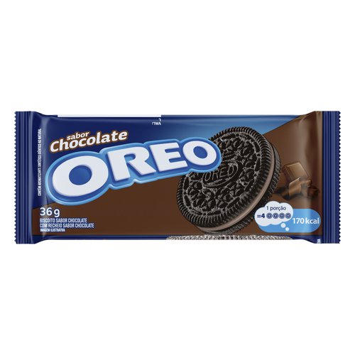 Biscoito Chocolate Recheio Chocolate Oreo Pacote 36g | Trimais Biscoito Chocolate Recheio Chocolate Oreo Pacote 36g | Trimais