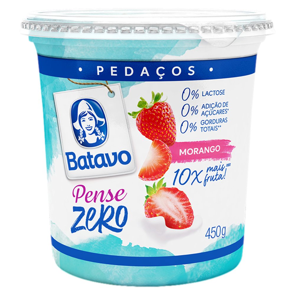 Iogurte Desnatado Morango Zero Lactose Batavo Pense Zero Pedaços Pote ...