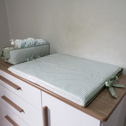 Kit Trocador de Cômoda e Cesto Organizador Fralda Objetos Vichy Verde ...